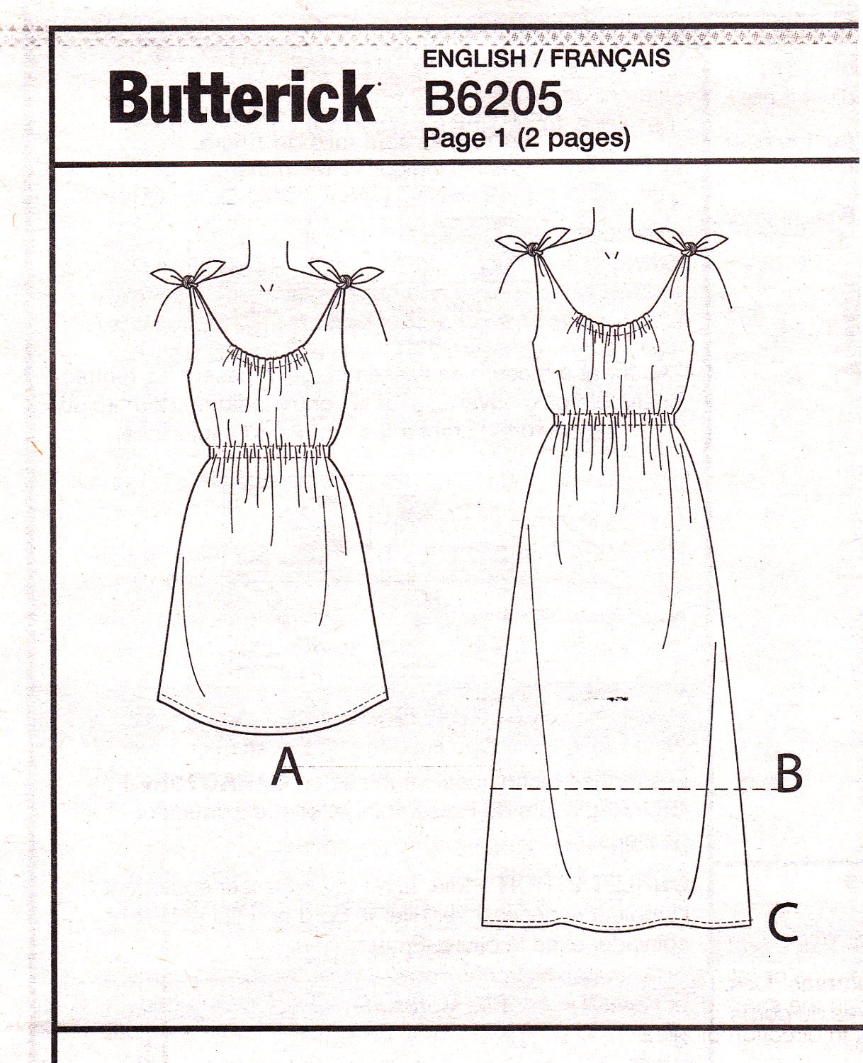 Butterick B6205 6205 Womens Misses Dresses Pullover Easy Sewing Pattern ...