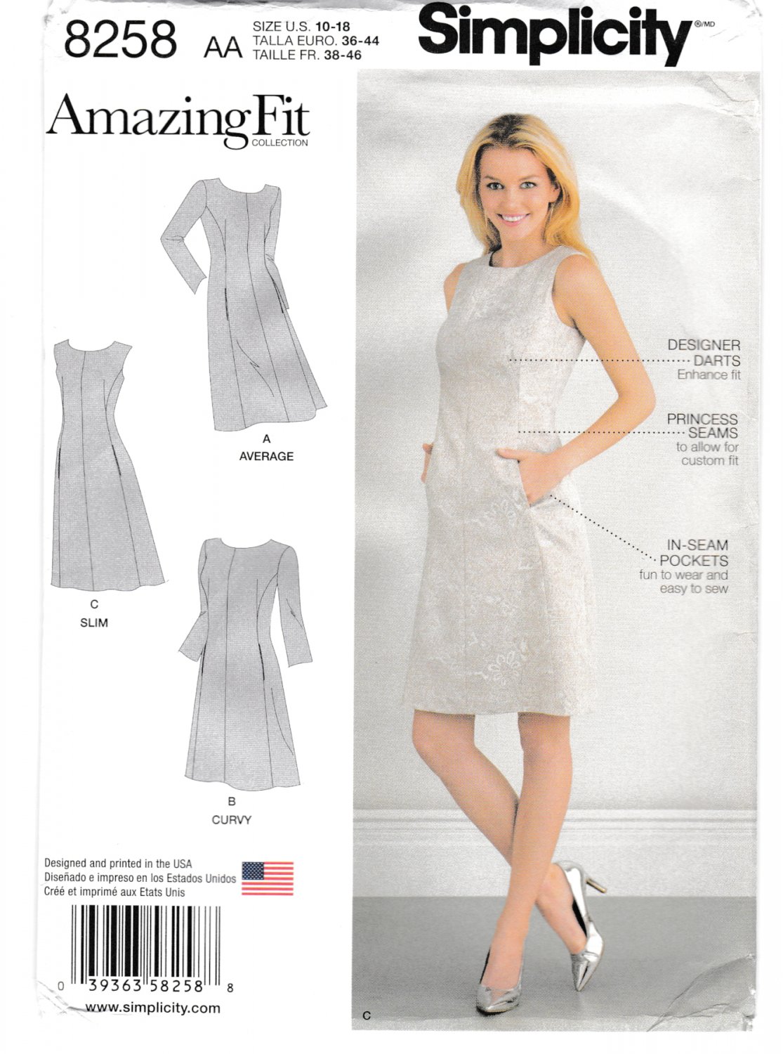 Simplicity 8258 Misses Dresses Varying Sleeve Lengths Sewing Pattern ...