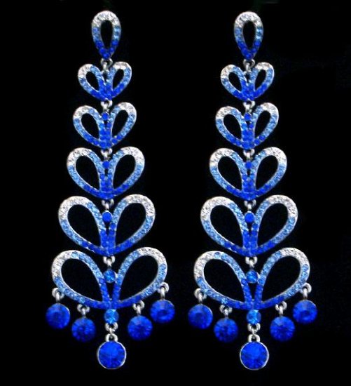 Long Blue Loops Crystal Earrings