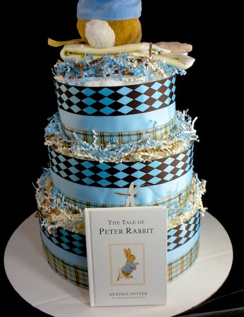3 Tier Peter Rabbit Boy Diaper Cake Baby Shower Centerpiece Beatrix ...