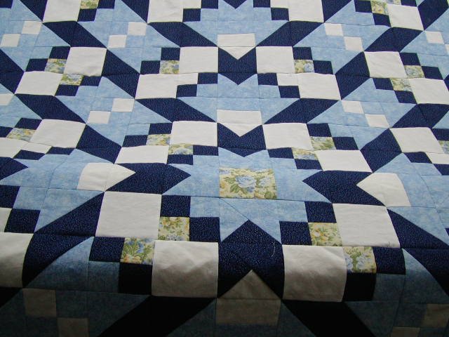 Fractured Crystal Blue Quilt Top - 78½X97