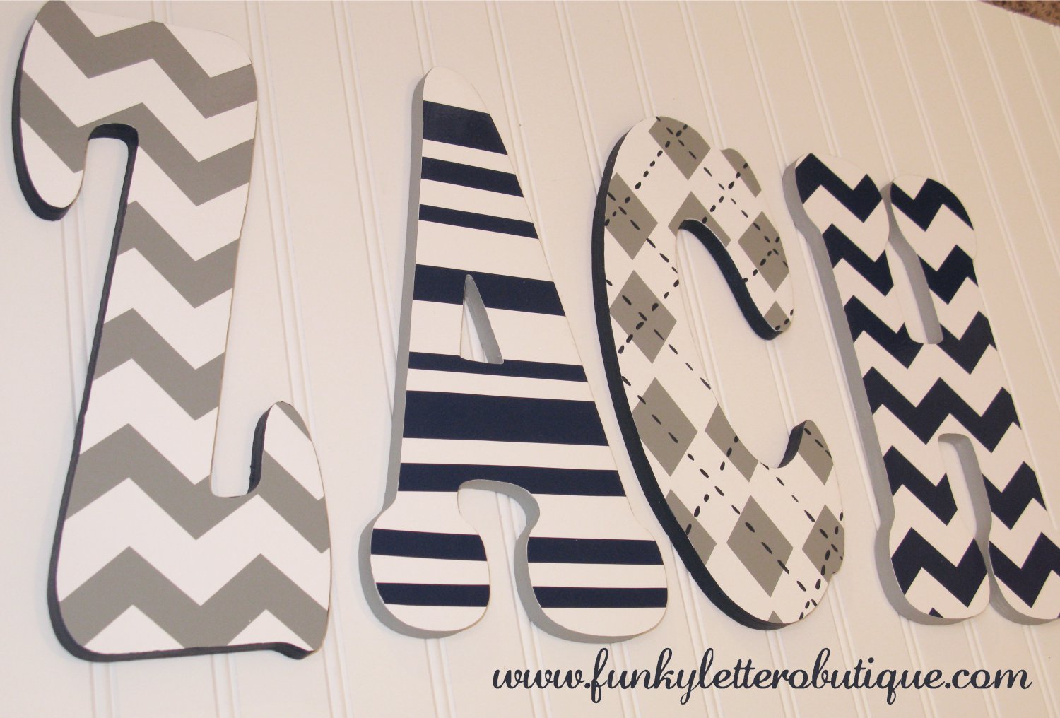 Chevron Print Painted Nursery Wall Letters