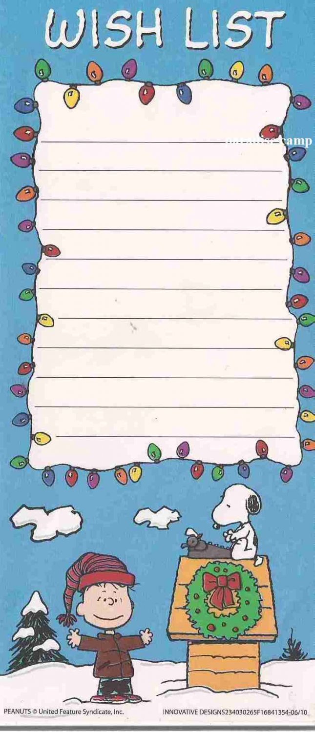 p-c SNOOPY PEANUTS MAGNETIC POST IT NOTES MEMO PAD TO DO SHOPPING LIST ...