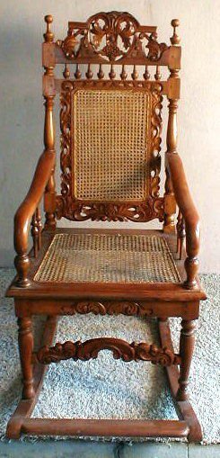 Rocking Chair Handmade Indonesia Hard wood UNIQUE ART Wicker Seat and Back