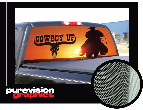 COWBOY UP Rear Window Graphic vinyl decal truck cowgirl