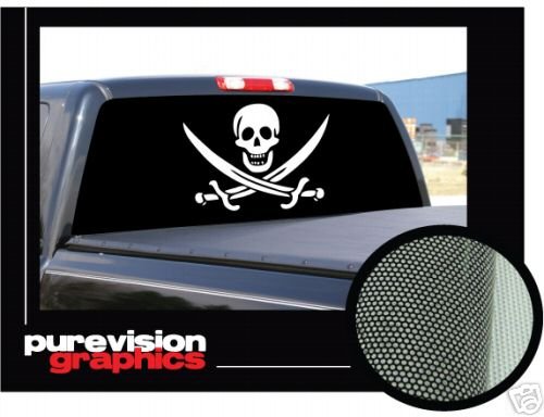 PIRATE - Rear Window Graphic - decal jolly roger skull