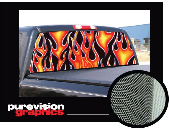 FLAMES 22"x 65"-Rear Window Graphic- back suv truck suv