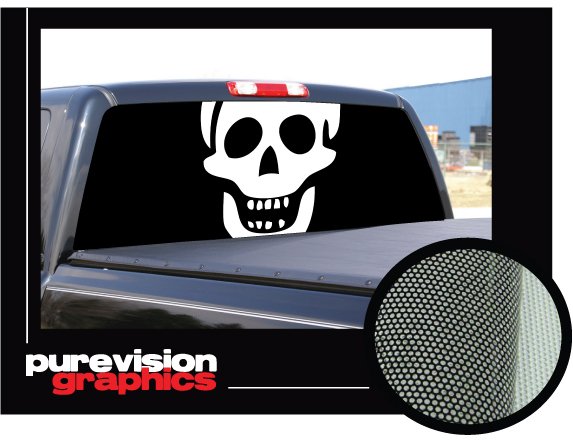 SKULL 1 22"x 65"- Rear Window Graphic-suv truck