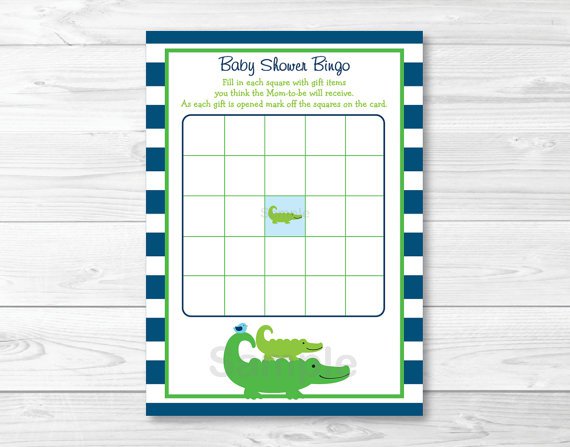 Preppy Alligator Printable Baby Shower Bingo Cards #A157