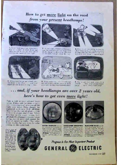 GE HEADLIGHTS AD 1957