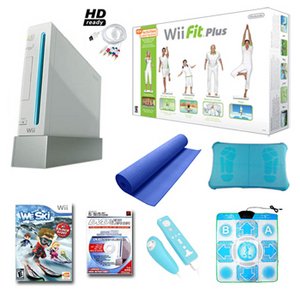 Nintendo Wii "Ultimate Holiday Bundle"- Wii Fit Plus, We Ski, Mat ...