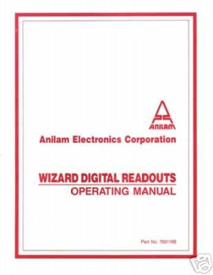 Anilam Wizard Digital Readouts Operating Manual