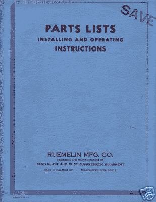 Ruemelin Parts & Install Manual 30 x 20 Blast Cabinet