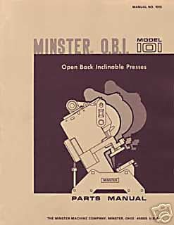 Minster 101 Series OBI Parts Manual