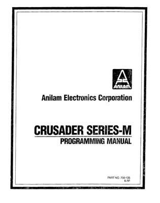Anilam Crusader Series M CNC Programming Manual