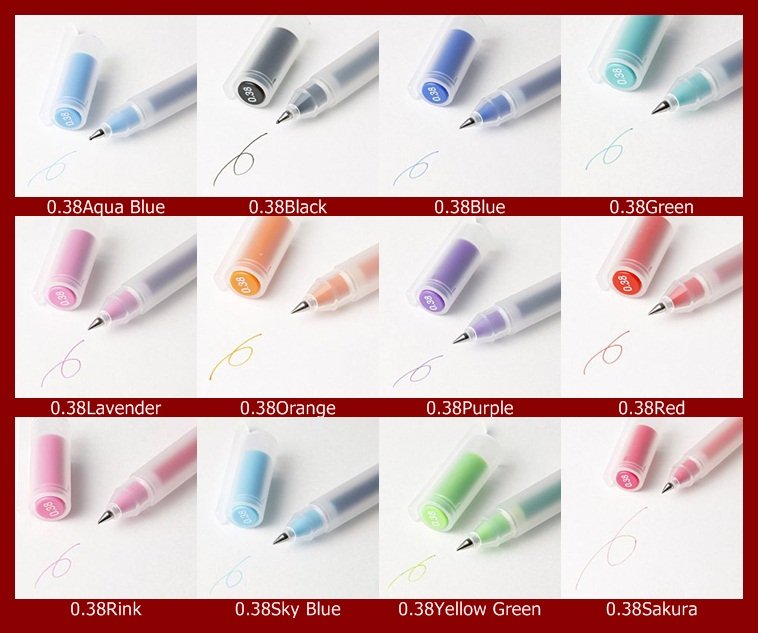 MUJI Japan Gel-Ink Ballpoint Pen 0.38mm 6 colors set