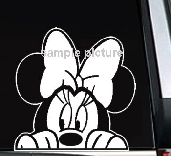 Minnie Mouse Peeking Decal Sticker 9"L x 9"W