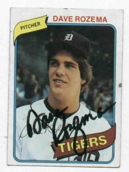 1980 Topps Dave Rozema Detroit Tigers Autograph Baseball Card Auto