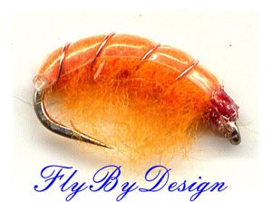 Orange Scud Fly Fishing Nymphs - Twelve Hook Size 18