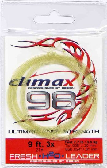 Climax Freshwater Fly Fishing Leader 9Ft 3x (3 Pack)