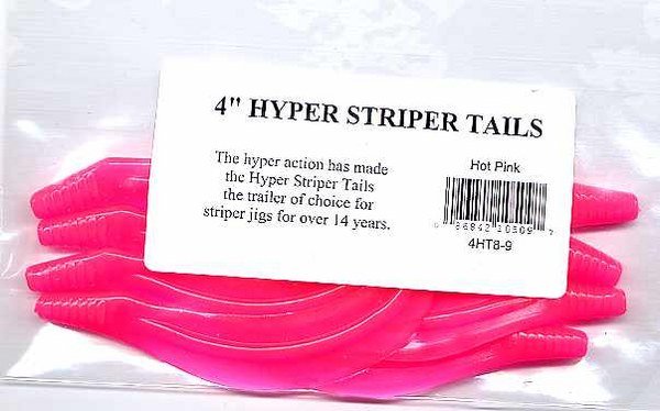 Hot Pink 4" Hyper Striper Tails for Hyper Striper Jigs