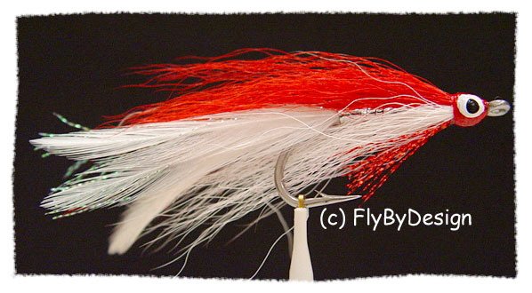 Red & White Deceiver Six Fly Fishing Flies - Size 3/0