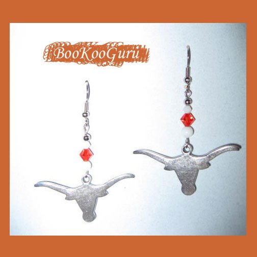 Texas Longhorns Earrings, Swarovski Crystals, Original Design, Ramona ...