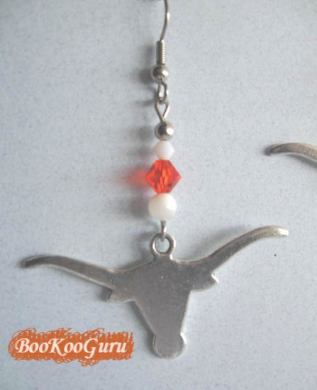 Texas Longhorns Earrings, Swarovski Crystals, Original Design, Ramona ...