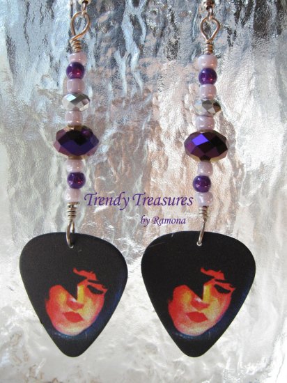KISS Guitar Pick Earrings, Paul Stanley, Artisan Crafted, Ramona Beasley