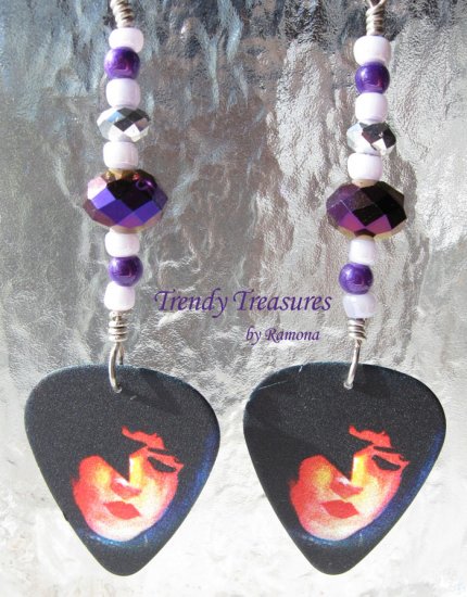 KISS Guitar Pick Earrings, Paul Stanley, Artisan Crafted, Ramona Beasley