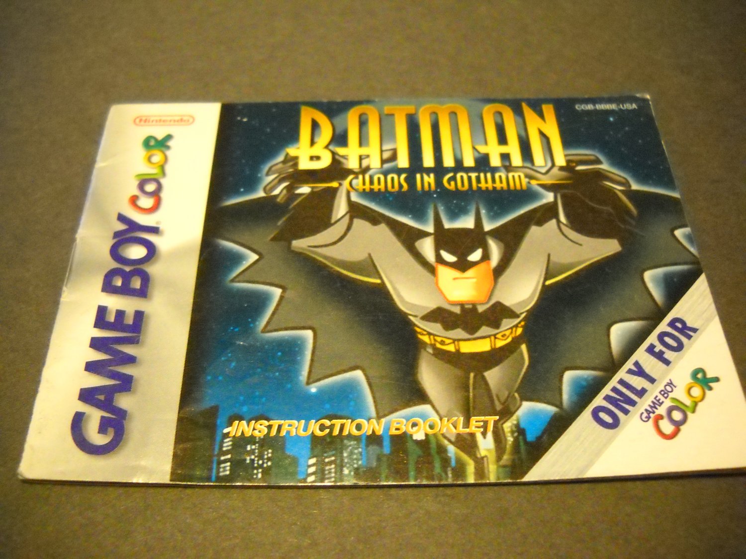 Manual ONLY ~ for Batman Chaos in Gotham Gameboy Color, GBC