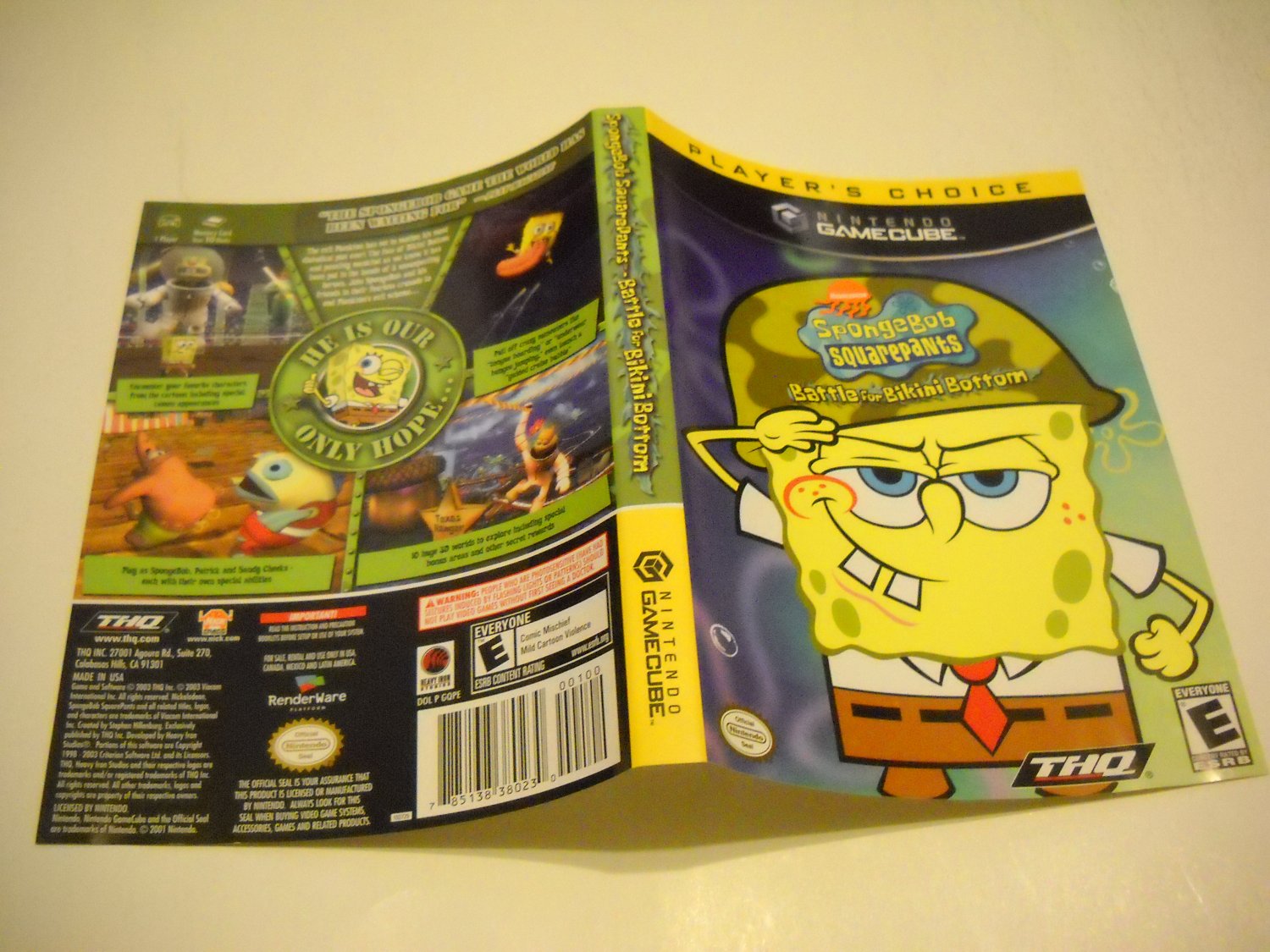 Cover Art Case Insert for Spongebob Squarepants Battle for Bikini ...