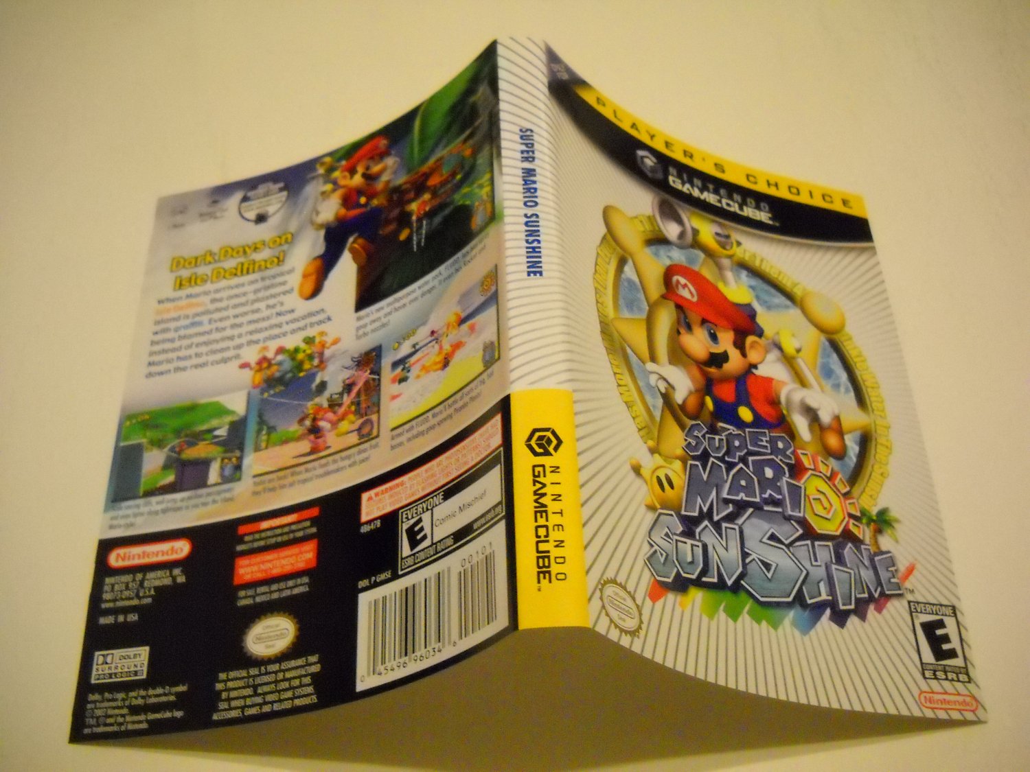 Cover Art Case Insert for Super Mario Sunshine Players Choice Gamecube