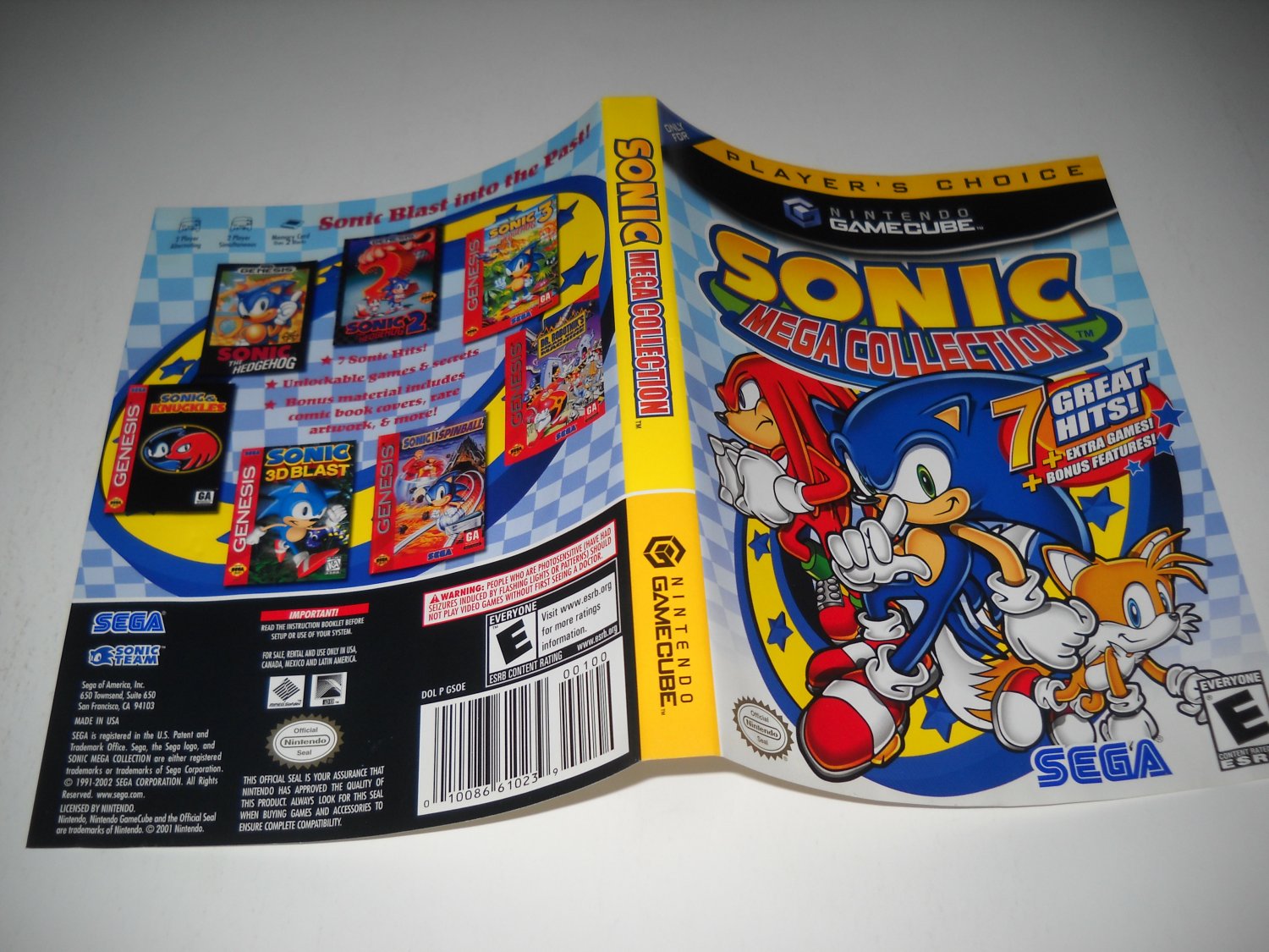 Cover Art Case Insert for Sonic Mega Collection Player's Choice Gamecube