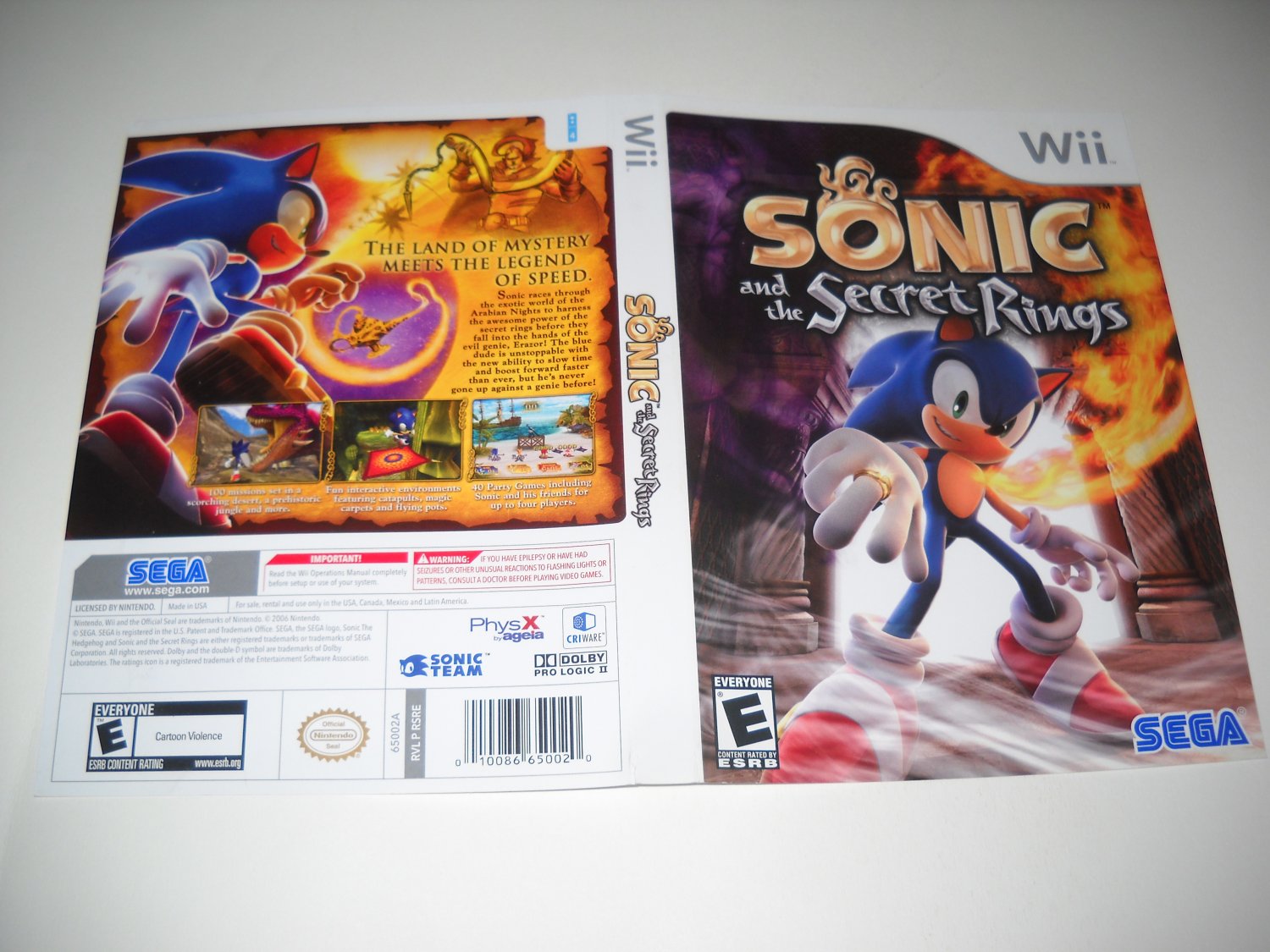 Artwork Only Sonic And The Secret Rings Nintendo Wii Cover Art Insert
