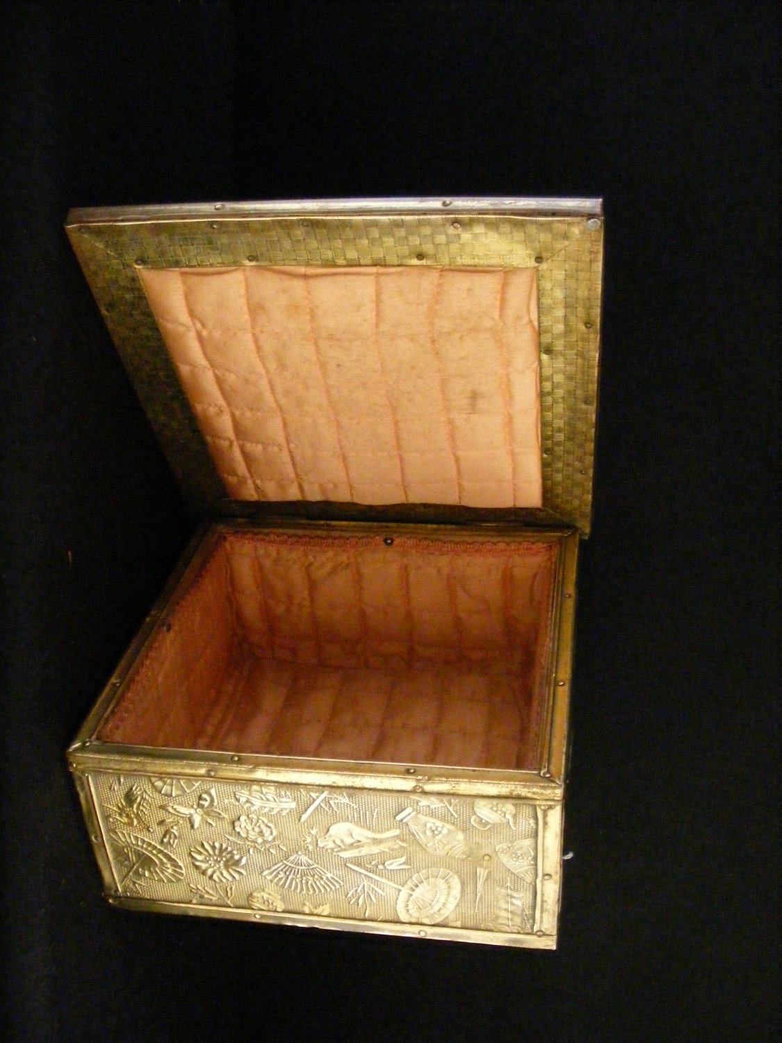 Victorian Aesthetic Embossed Brass Sewing Box
