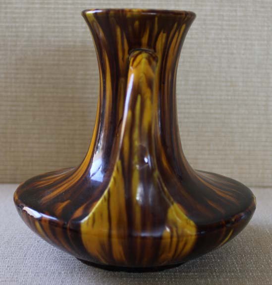 Polychrome Japanese Sanpei Kiln Awaji Ware Handled Vase