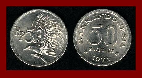 INDONESIA 1971 50 RUPIAH COIN KM#35 EURASIA - Greater Bird of Paradise ...