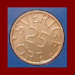 SWEDEN 1982 25 ORE COIN KM#851 Europe - King Carl XVI Gustaf