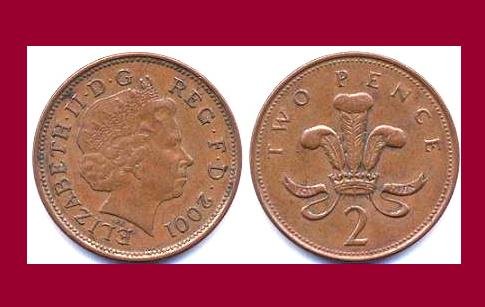 England Great Britain UK 2001 2 Two Pence Coin KM#987 Europe