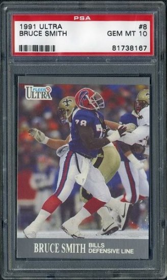 1991 Ultra #8 BRUCE SMITH Card PSA 10 Bills HOF