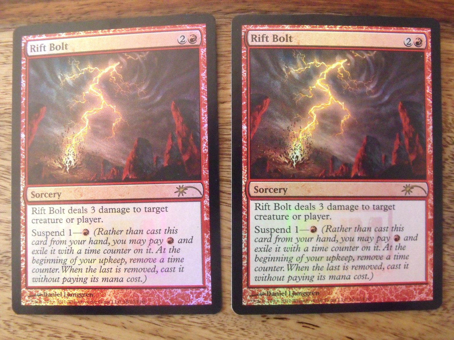 2x Rift Bolt, FNM FOIL Promo, Magic the Gathering.