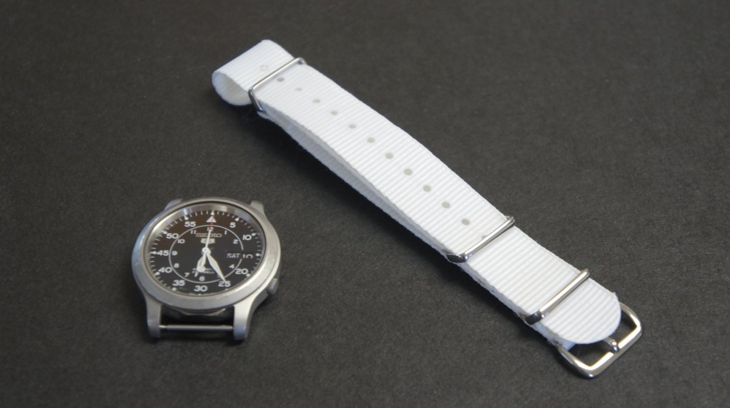 White 22mm Nato Nylon Watch Strap