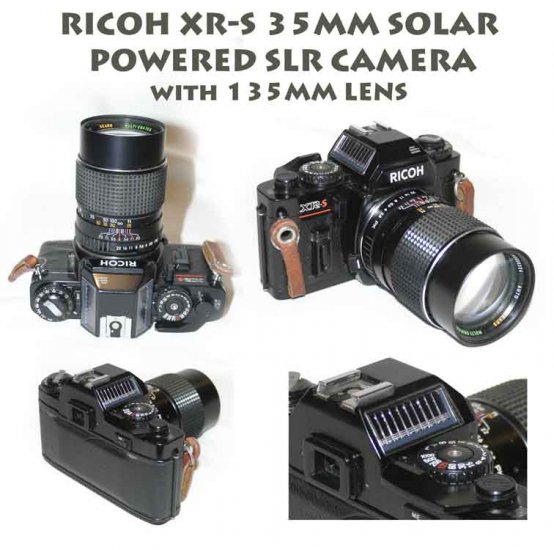 RICOH XR-S 35MM SOLAR POWERED SLR CAMERA With 135mm Sears 2.8 lens
