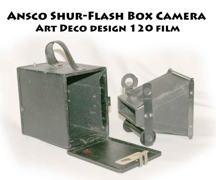 Vintage Ansco Shur-Flash Box Camera Art Deco design 120 film
