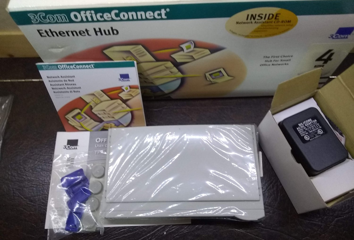3com 3c16704 office contact 4 port ethernet hub new in box