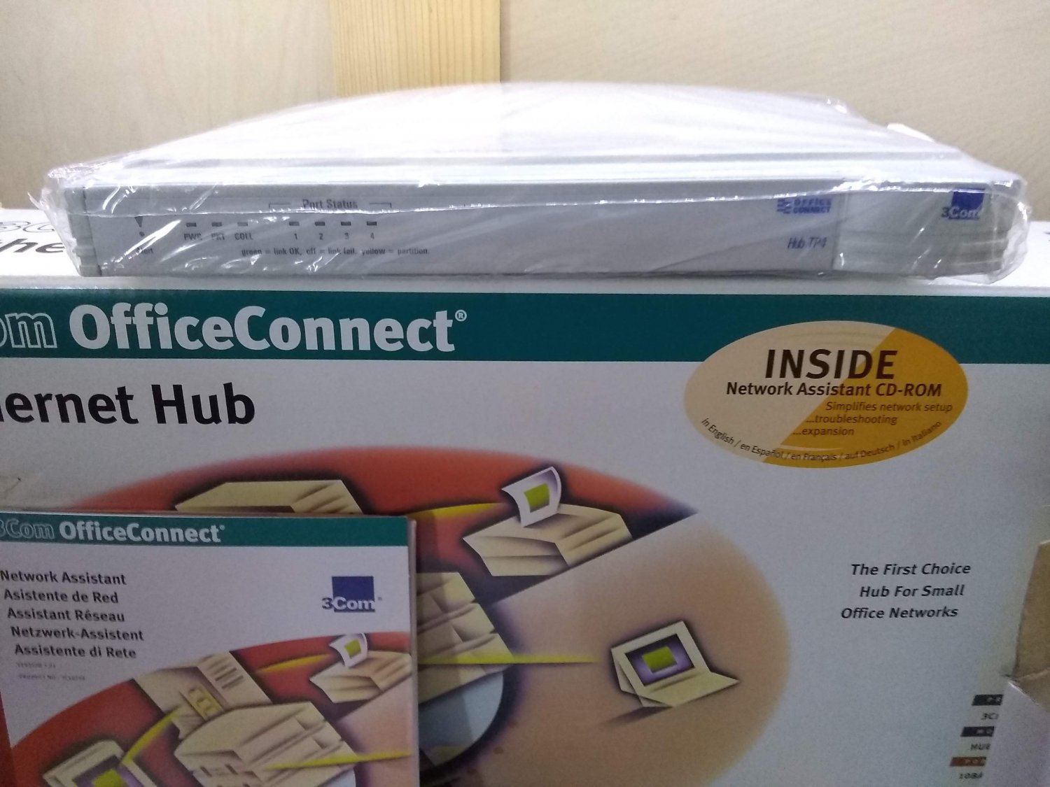 3com 3c16704 office contact 4 port ethernet hub new in box