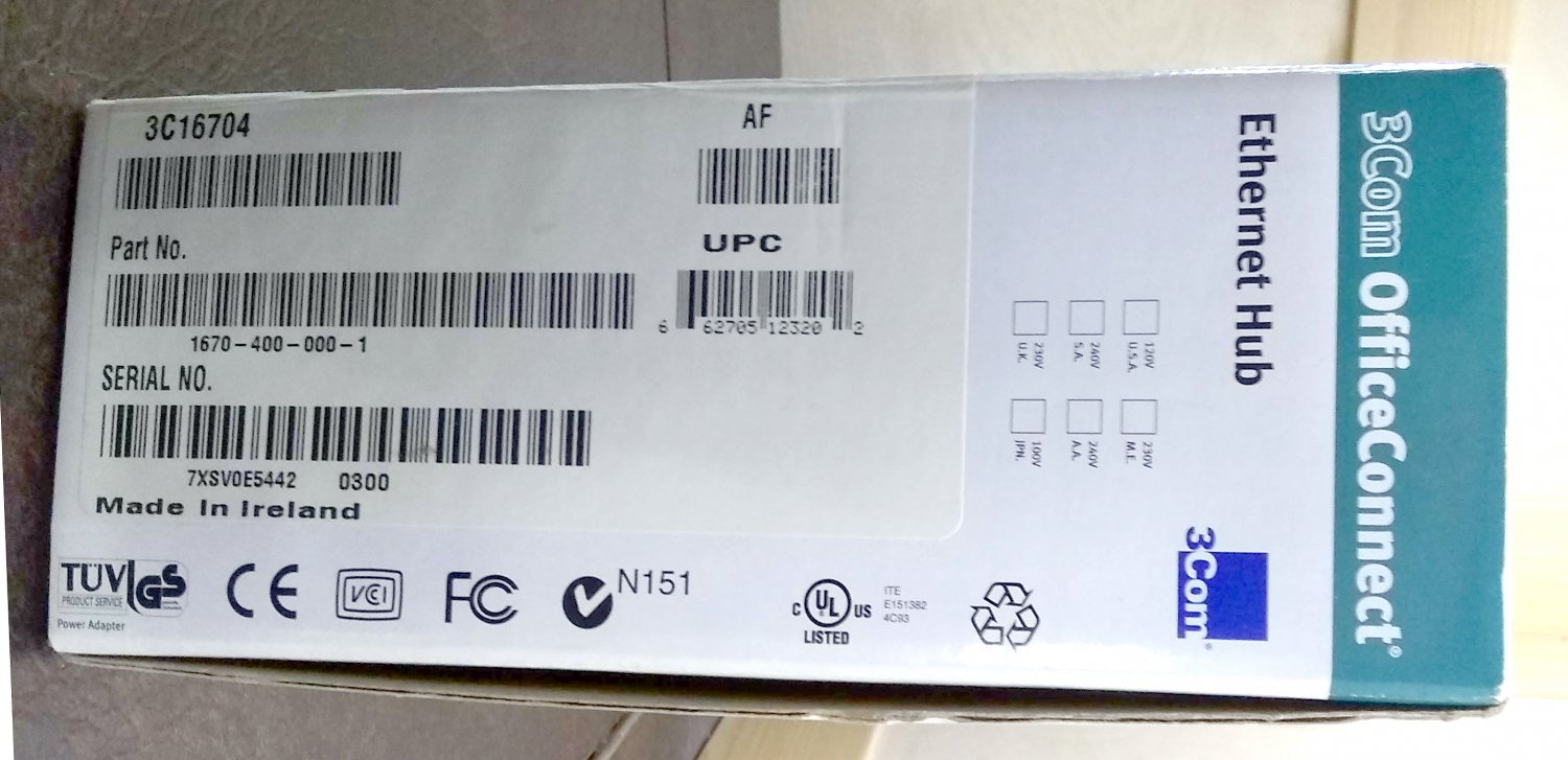 3com 3c16704 office contact 4 port ethernet hub new in box