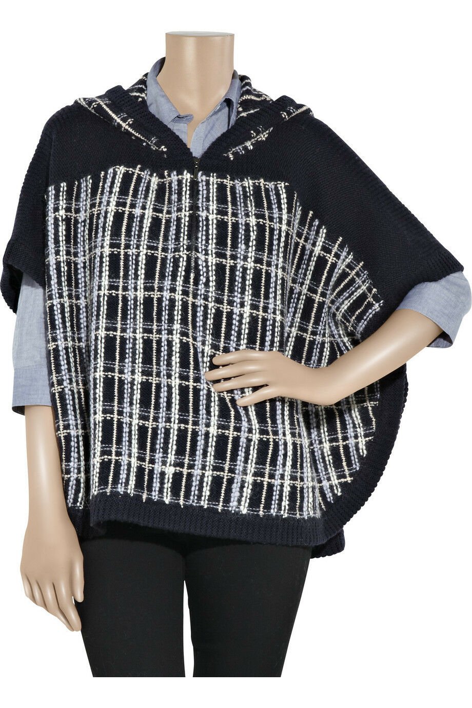 Cute Preppy Rare Pringle 1815 $600 Plaid Navy Wool Textured Hooded Cape ...