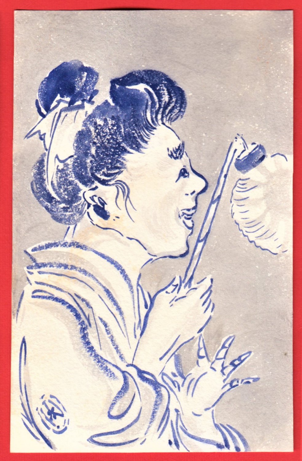 1900s Set of 2 JAPAN Japanese Hand Painting Original Art Postcards ...